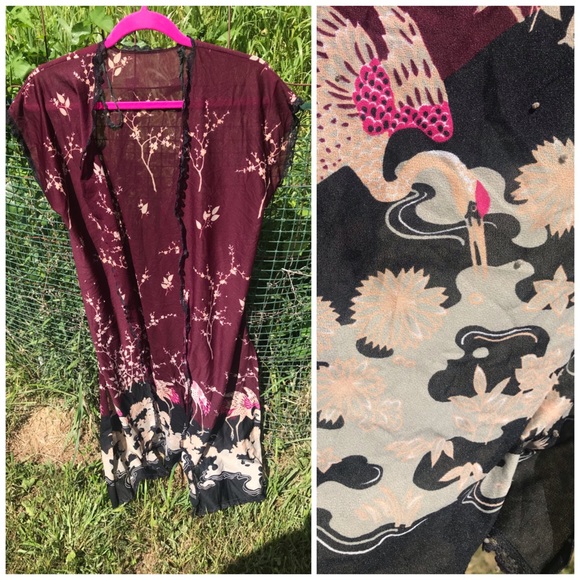 Intimates & Sleepwear | Japanese Art Boho Sheer Kimono | Poshmark